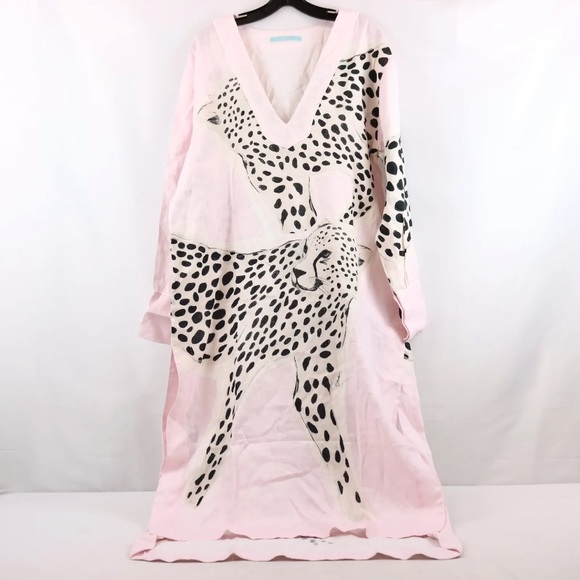 Yukio | Kaftans | Yukio Linen V Neck Cheetah Animal Print Printed ...